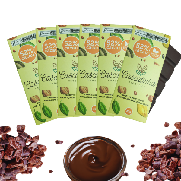 Barras de chocolate 52% Cacau sem glúten e lactose (kit com 6 barras ...